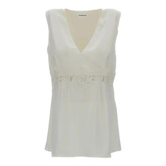 P.A.R.O.S.H. Twill-Bluse mit Spitzeneinsatz - - Blouses & Shirts - Damen - Wei&szlig; - XS