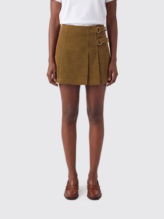 Golden Goose Mini-jupe pliss&eacute;e en velours c&ocirc;tel&eacute; avec fermeture &agrave; boucle