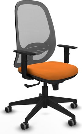 Piqueras y Crespo Drehstuhl mit 1D-Armlehnen, h&ouml;henverstellbare Lendenwirbelst&uuml;tze, ausgestattet mit 3 Positionen und Schneideschaum, Grau/Orange