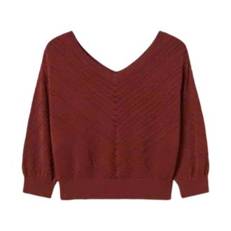 Twinset Femme, Pulls, Brun, Taille: 40 FR Maille Chevron Col V