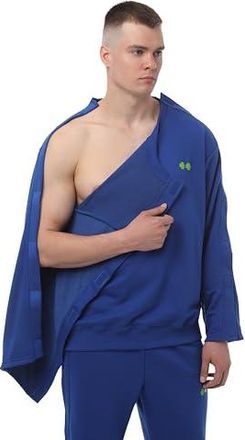 Generic Sweat-shirt adaptatif &agrave; ouverture lat&eacute;rale pour homme | Pull facile &agrave; enfiler pour un confort d&eacute;contract&eacute; et une r&eacute;cup&eacute;ration douce post-chirurgie, bl
