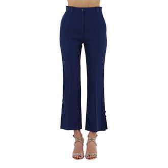Elisabetta Franchi Satinbesetzte Cr&ecirc;pe-Tuxedohose - - Trousers - Damen - Blau - S