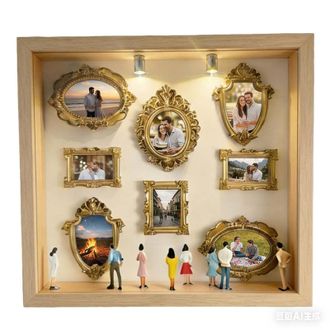 Generic DIY Mini-Museums-Silhouetten-Box, LED-Leucht-Silhouetten-Vitrine mit Holzfiguren, Memory-Rahmen-Set f&uuml;r Heimwanddekoration, Schlafzimmer und Wohnzimme