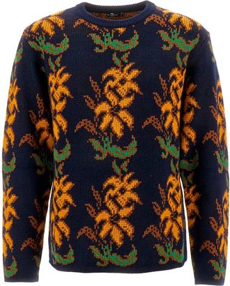 Etro Homme, Pulls, Multicolore, Taille: L Pull en laine &agrave; motif intarsia floral