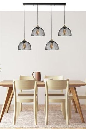 Opviq Elegant Black Chandelier, Metal Body, Adjustable Height, Antique Coated Finish, 25 cm Cap, 65 cm Base Plate | E27 Socket, Max 40W | Perfect for Modern