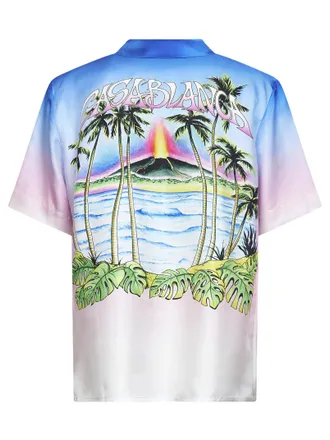 Casablanca Mens Printed Silk Twill Volcano Gradient Shirt