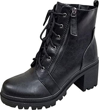 Generic Up Shoes Bottes &agrave; talon court &agrave; lacets pour femme Bottes &eacute;paisses pour femme Bottes Pantoufles courtes, Noir, 37.5 EU