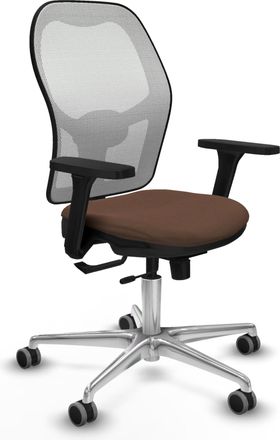 Piqueras y Crespo Schreibtischstuhl mit 3D-Armen, h&ouml;henverstellbare Lendenwirbelst&uuml;tze, ausgestattet mit Syncro/Traslack und Schaumstoff, Wei&szlig;/Dunkelbraun