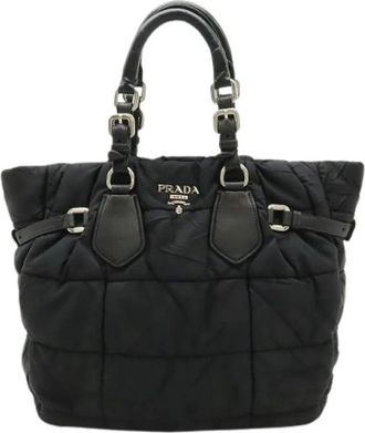 Prada Pre-owned Sac fourre-tout en nylon et cuir - Femme - Pre-owned - Noir - Taille: ONE Size