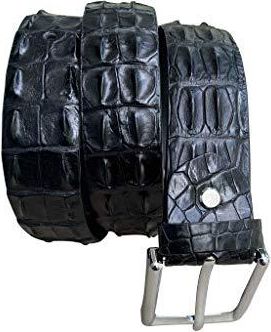 Generic Ceinture crocodile v&eacute;ritable pour homme, v&eacute;ritable ceinture crocodile pour homme, Cuir dalligator noir, Waist/ Pant size 29