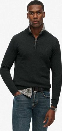 Superdry Essentials - Pull zipp&eacute; en coton - Anthracite chin&eacute;-Gris