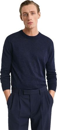 GANT Herren Linen Blend C-Neck Pullover, Evening Blue, XXL
