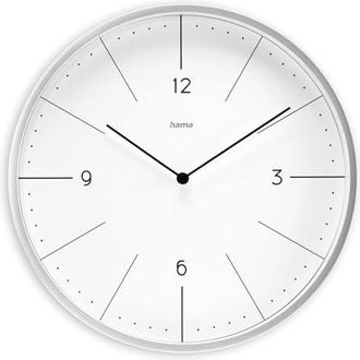 Hama Wanduhr (ohne Tickger&auml;usche, Quarzuhr ger&auml;uscharm, &Oslash; 30cm, analoge Uhr, mit Stunden- und Minutenzeiger, Glas Abdeckung, inkl. Batterie) grau