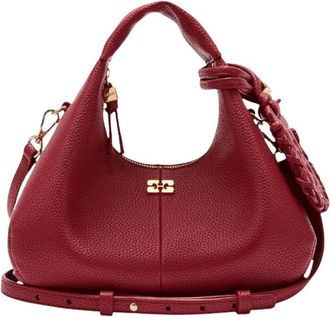 Ganni Femme, Sacs, Rouge, Taille: ONE Size Grained Mini Hobo Bag