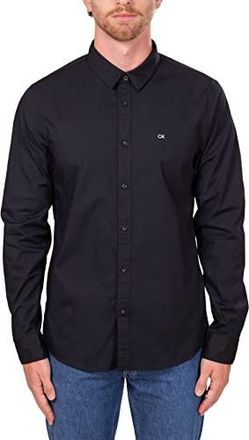 Calvin Klein Poplin Stretch Slim Shirt K10K110856 Chemises décontractées, Noir (CK Black), S Homme