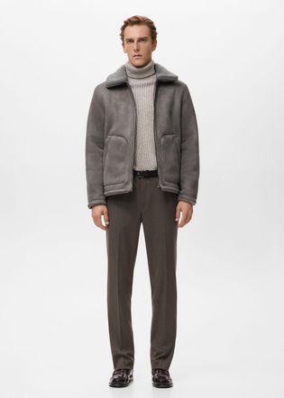 Mango Doubleface-Jacke mit Innenfutter aus Kunstshearling mittelgrau meliert - Herren - XXL - MANGO MAN