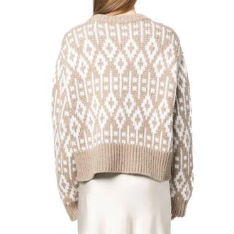 Brunello Cucinelli Diamond-Patterned Cashmere Sweater - Beige