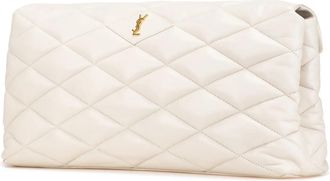 Saint Laurent Clutches - Large Quilted Lambskin Sade Clutch - Gr. unisize - in Wei&szlig; - f&uuml;r Damen