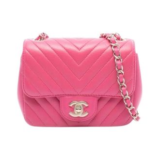 Chanel Pre-owned Chevron V Stitch Leder Mini Umh&auml;ngetasche - - Pre-owned - Damen - Rosa - ONE SIZE