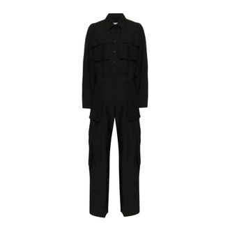 Alexander Wang Schwarzes Baumwollmischung Ripstop Kleid - - Jumpsuits & Playsuits - Damen - Schwarzk - XS