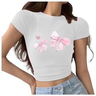 Generic Demi-chemises d&eacute;t&eacute; pour femmes 2025 minceur sortant t-shirts courts amples d&eacute;contract&eacute;s &agrave; manches courtes coupe ample tendance t-shirt graphique migno