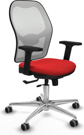 Piqueras y Crespo B&uuml;rostuhl mit 2D-Armen, h&ouml;henverstellbare Lendenwirbelst&uuml;tze, ausgestattet mit Syncro/Traslack und injiziertem Schaumstoff, Wei&szlig;/Rot