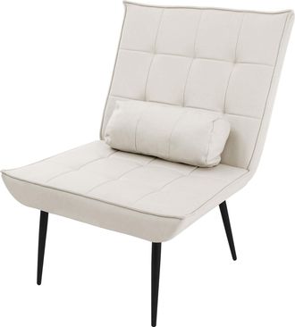ML Design ML-Design Loungesessel Creme - Moderner Polstersessel mit Lendenkissen f&uuml;r Wohnzimmer, Retro Design-Sessel mit Metallbeinen, ergonomisch & pflegeleich