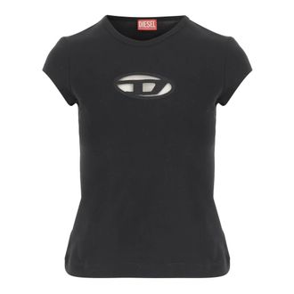 Diesel Femme, Tops, Noir, Taille: 36 FR T-shirt en coton stretch avec logo