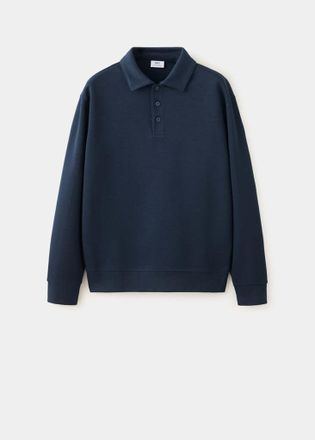 Mango Sweat &agrave; col polo coupe regular fit bleu nuit - Homme - XXL - MANGO MAN
