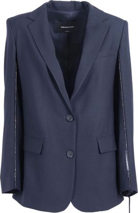 Fabiana Filippi Femme, Vestes, Bleu, Taille: 40 FR Veste Oversize en Laine Bistretch L&eacute;g&egrave;re