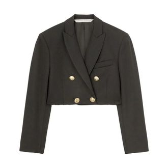 Palm Angels Femme, Vestes, Gris, Taille: 36 FR Cropped Double-Breasted Blazer