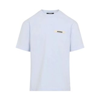 Jacquemus Homme, Tops, Bleu, Taille: XL T-shirt &agrave; patch logo