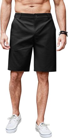 Coofandy Kurze Hosen Herren Leinenhose mit Reißverschluss Bermuda Shorts Sommer Freizeithose Leinen Shorts Leicht Leinenshorts mit Taschen Schwarz XXL