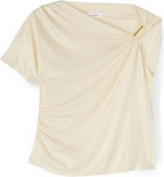 Motivi Femme, Blouses et Chemises, Jaune, Taille: 40 FR T-shirt lamin&eacute; avec encolure asym&eacute;trique