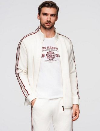 Ombre Sweatjacke Herren-Sweatjacke mit Streifenb&auml;ndern und hohem Stehkragen