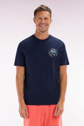 Eden Park T-shirt En Coton Marine S&eacute;rigraphie Multicolore Coupe D&eacute;contract&eacute;e