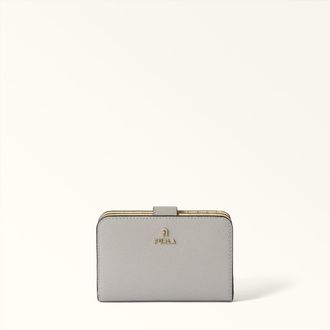 Furla Camelia Kompaktes Portemonnaie M Stone Gray Grau Strukturiertes Leder Damen
