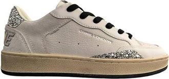 Crime London Chelsea 21203AA7B Baskets pour femme en cuir blanc et paillettes argentées Pointure 44, blanc, 40.5 EU