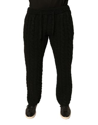 Dolce & Gabbana Mens Black Wool Knitted Skinny Pants Virgin Cashmere Nylon