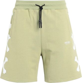 Phobia Archive GREEN SHORTS WITH WHITE CROSS BONES