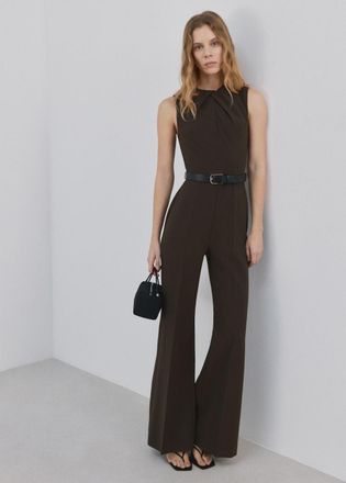 Mango Jumpsuit mit drapiertem Detail und G&uuml;rtel braun - Damen - S - MANGO