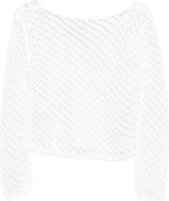 Pinko Pinko, Femme, Pulls, Gris, Taille: 38 FR Pull Effet Crochet avec Sequins