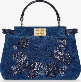 Fendi Peekaboo Mini Denim crossbody bag with Night Butterfly Embroidery - FENDI - gender_Woman
