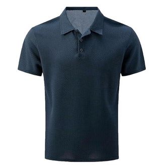 Generic Polo &agrave; col basculant pour homme - T-shirt Henley grande taille l&eacute;ger et respirant - Haut &agrave; manches courtes avec bouton 1/4 - Couleur unie - Chemises d
