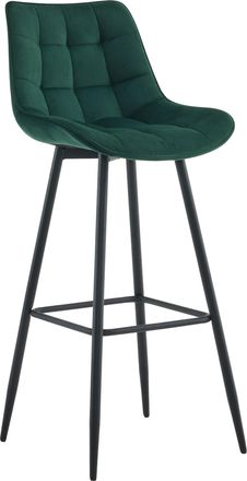 Clp Barhocker Dartford I Gepolsterter Barstuhl I Tresenhocker mit Metall-Gestell und Rückenlehne, Farbe:grün, Material:Samt