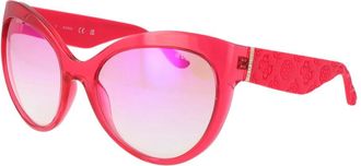 Guess Femme, Accessoires, Rouge, Taille: ONE Size Rose Miroir Rond Lunettes de Soleil Femmes