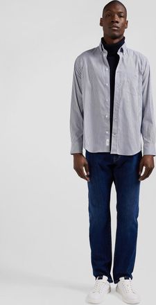 Eden Park Chemise En Popeline De Coton Bleu Marine &Agrave; Rayures B&acirc;ton Coupe Regular