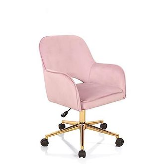 Wink Design Shady Pink Fauteuil de Bureau en métal, Rose poudré, Or Brillant, 57 x 58 x H80 / 88 cm