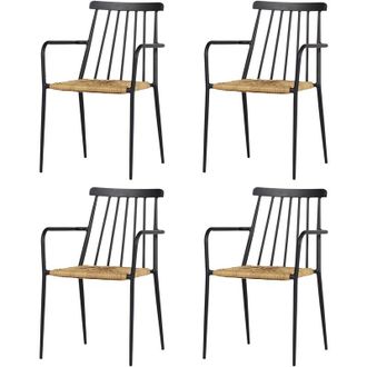 ebuy24 Ebuy24 - 4xEvira Gartenstuhl stapelbar, schwarz und natur