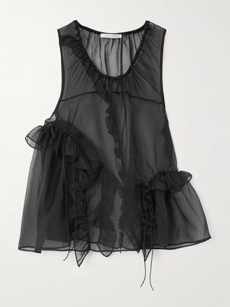 Cecilie Bahnsen Orsalina Oberteil Aus Seidenorganza Mit R&uuml;schen - Schwarz